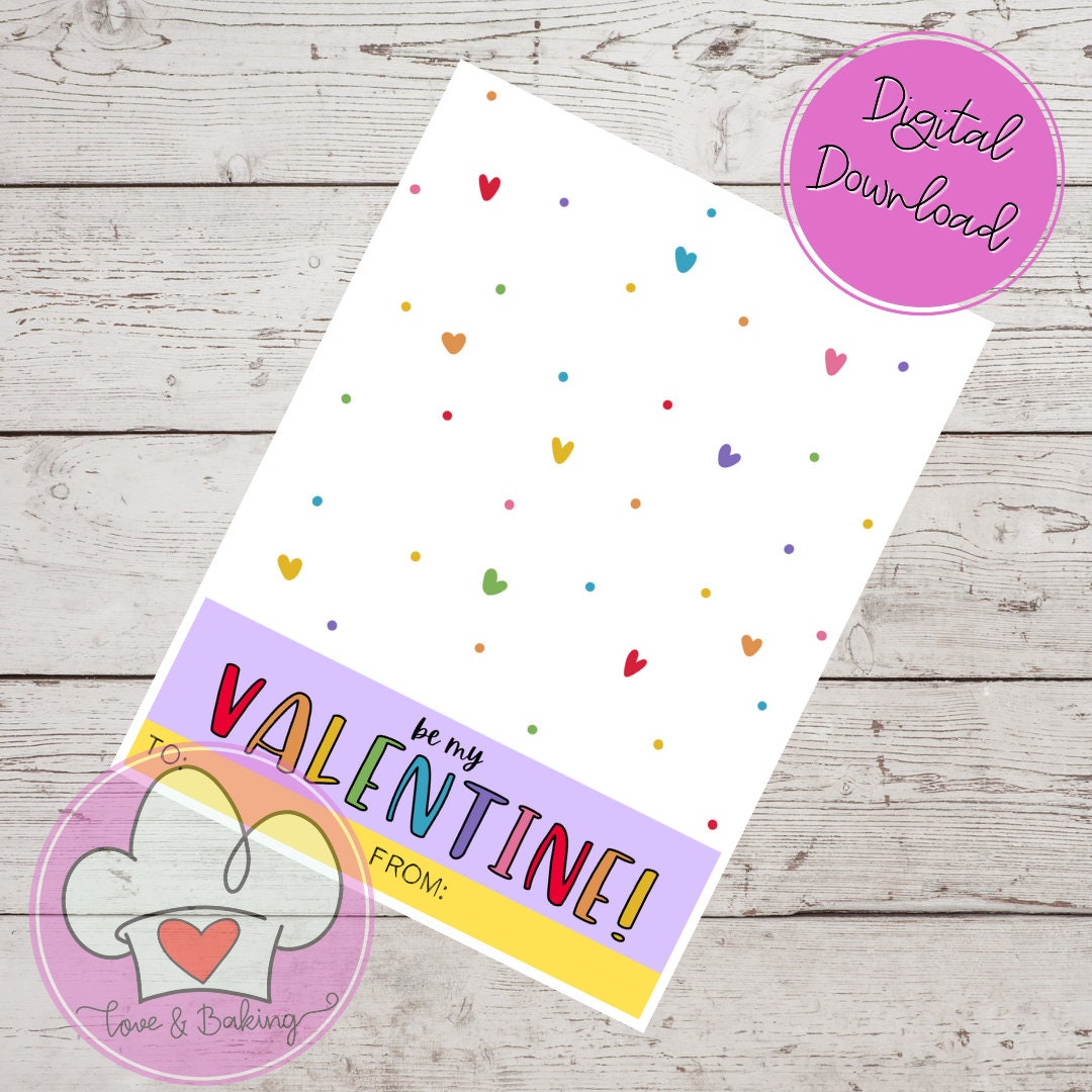 Valentines Printable Mini Cookie Card - Be My Valentine - Etsy