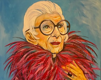 Iris Apfel Art Print, Iris Apfel Painting, Portrait, Fashion Lover ...
