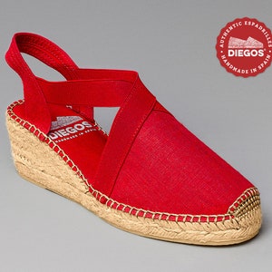Diegos® Classic High Wedge Red Belen Espadrilles Shoes Hand Made and ...
