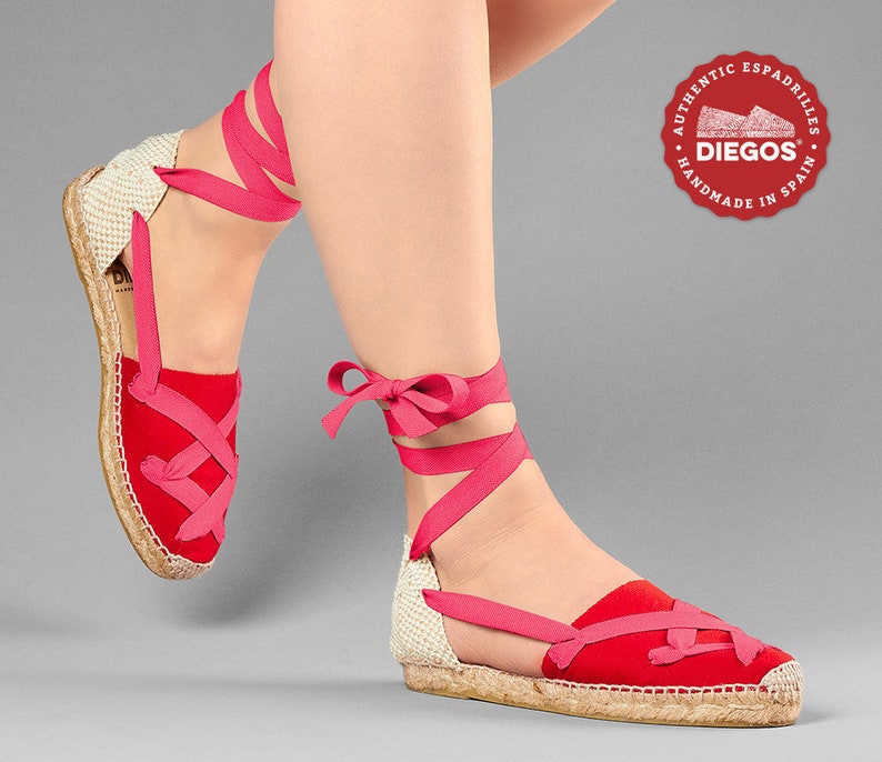 Custom Red Lola Espadrilles With Traditional Classic Laces in the Color ...