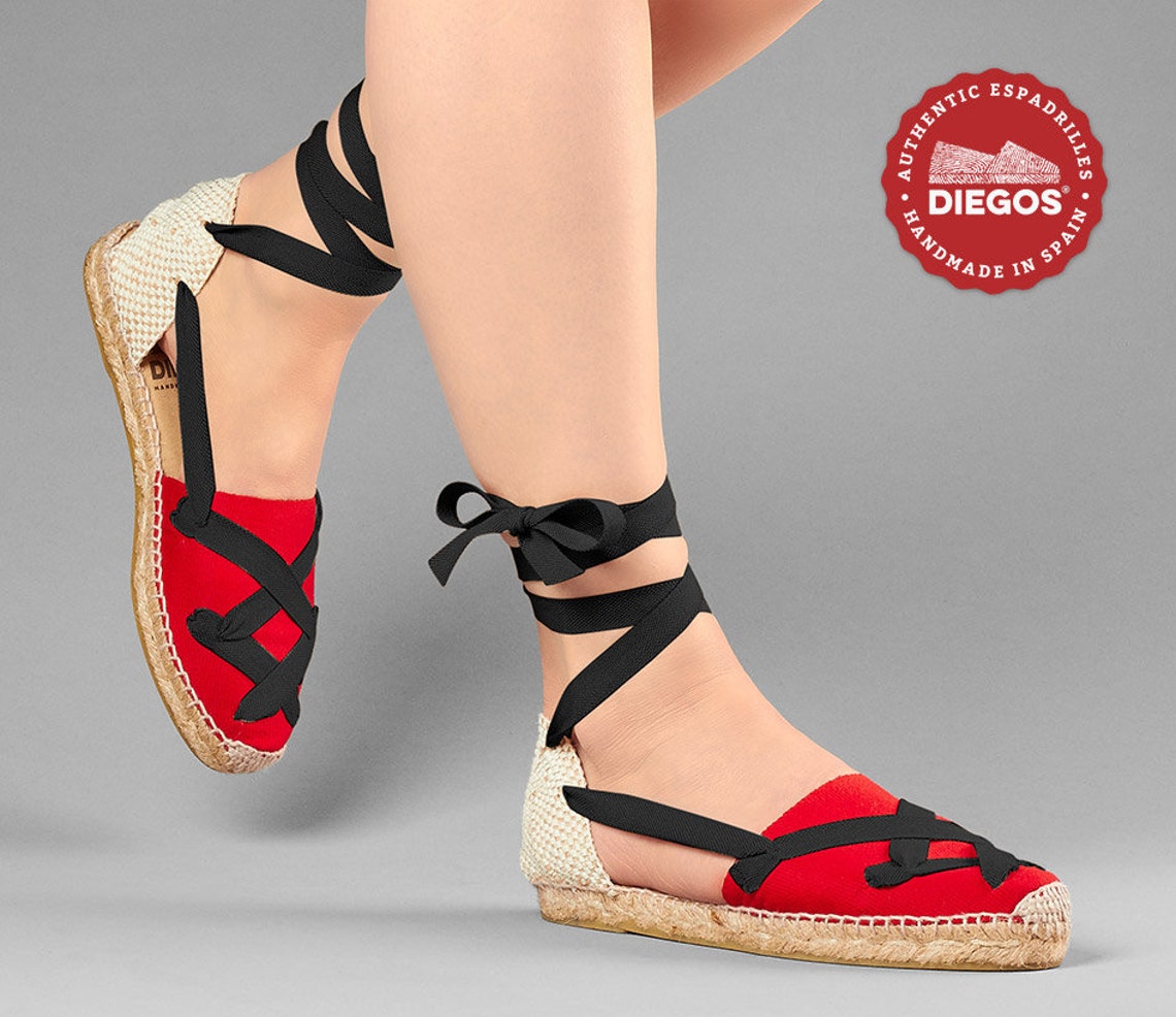 Custom Red Lola Espadrilles With Traditional Classic Laces in the Color ...