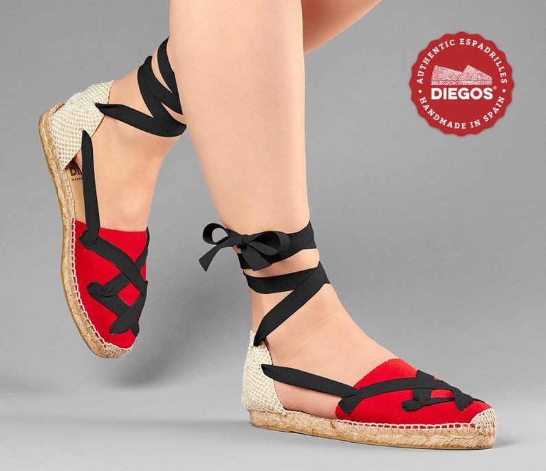 Custom Red Lola Espadrilles With Traditional Classic Laces in the Color ...