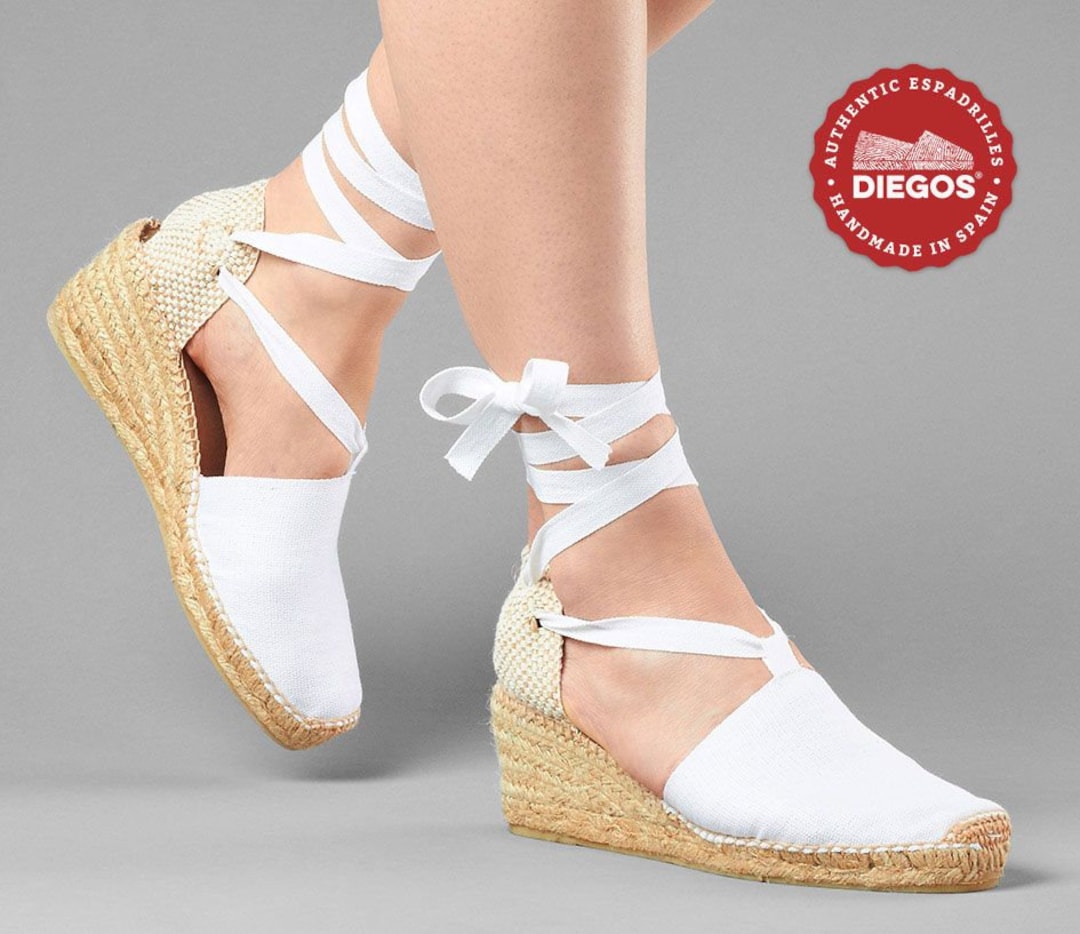 Diegos® Classic White High Wedge Lola Espadrilles Shoes Hand Made and ...