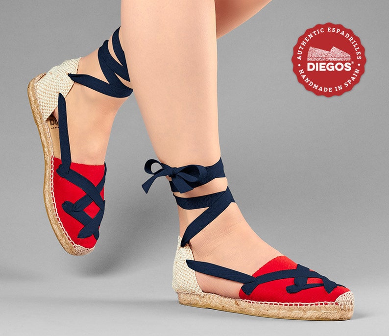 Custom Red Lola Espadrilles With Traditional Classic Laces in the Color ...