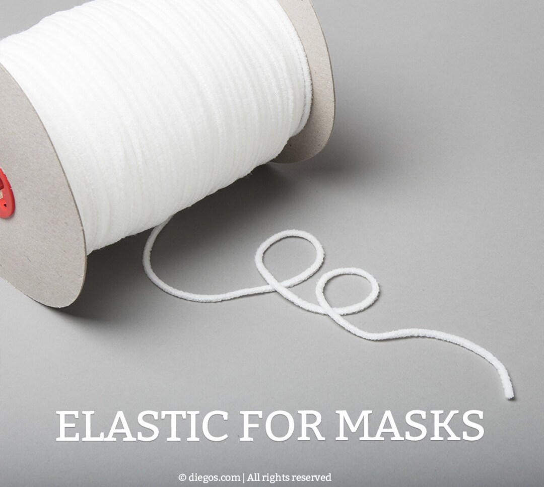 5 X Meters - 4mm Round Soft Elastic Band for Face Masks - Black or ...