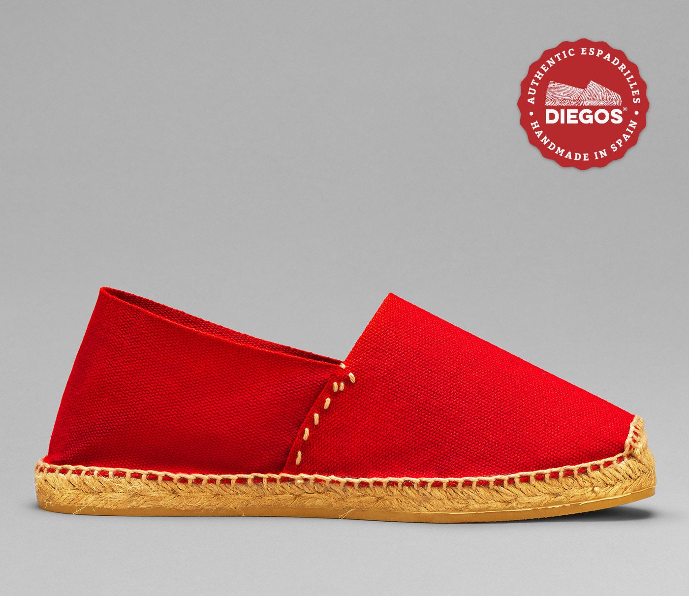 Diegos® Classic Flat Red Espadrilles Shoes Sewn in Jute | Hand Made in ...