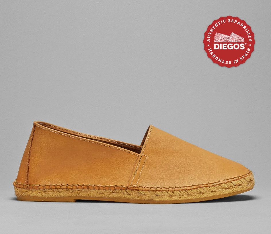 Diegos® Men's Camel Brown Spanish Espadrilles Leather Shoes | Authentic ...