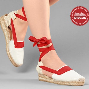 Basque Low Wedge Ivory Espadrilles Shoes - Basque Laces, Choose Your ...