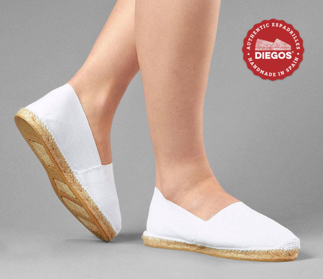 Diegos® Classic Flat White Espadrilles Shoes Sewn in White | Made in ...