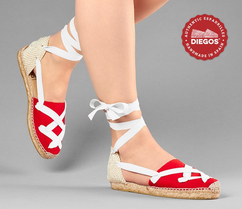 Custom Red Lola Espadrilles With Traditional Classic Laces in the Color ...