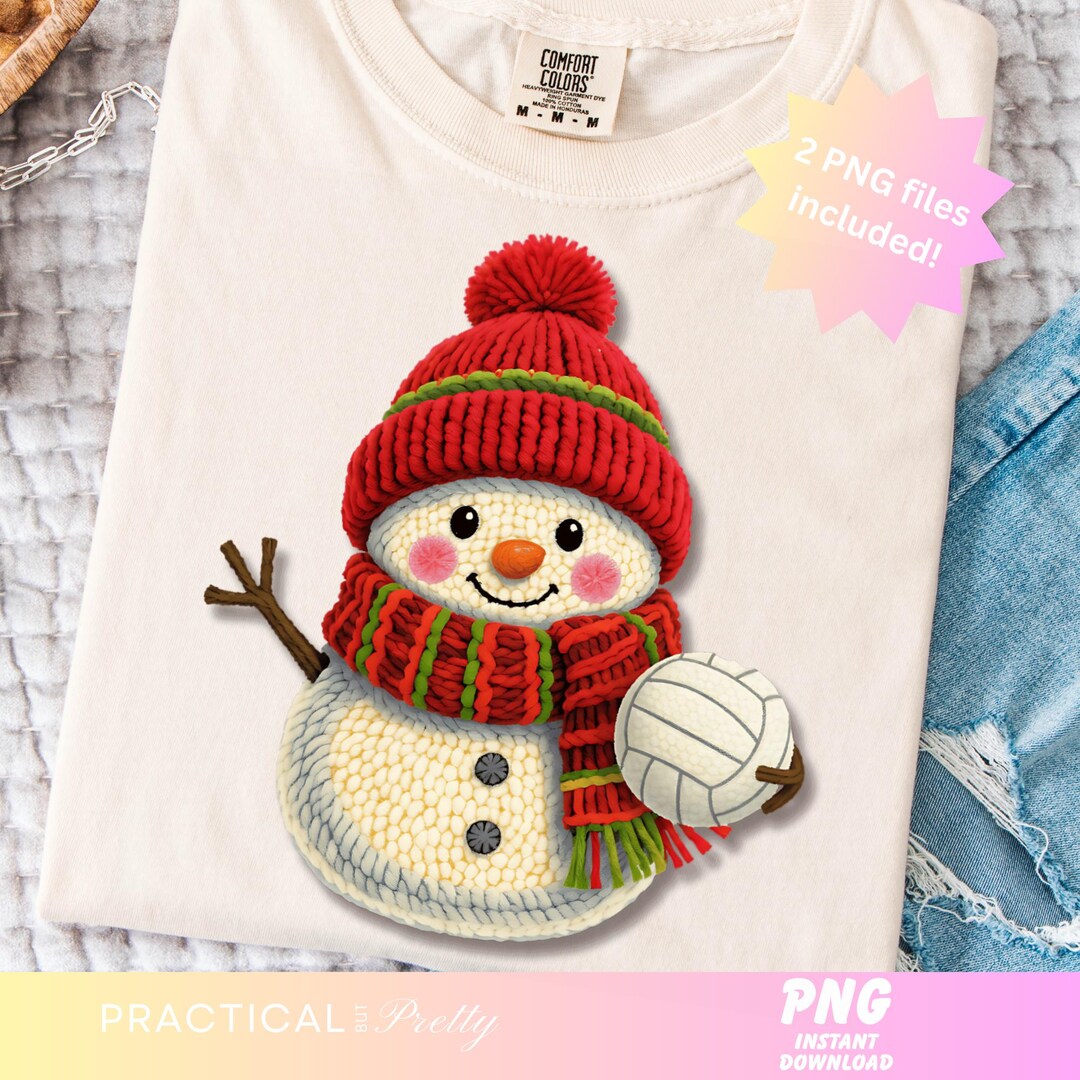 Faux Yarn Snowman Christmas PNG for Volleyball Mom Shirt & Volleyball ...