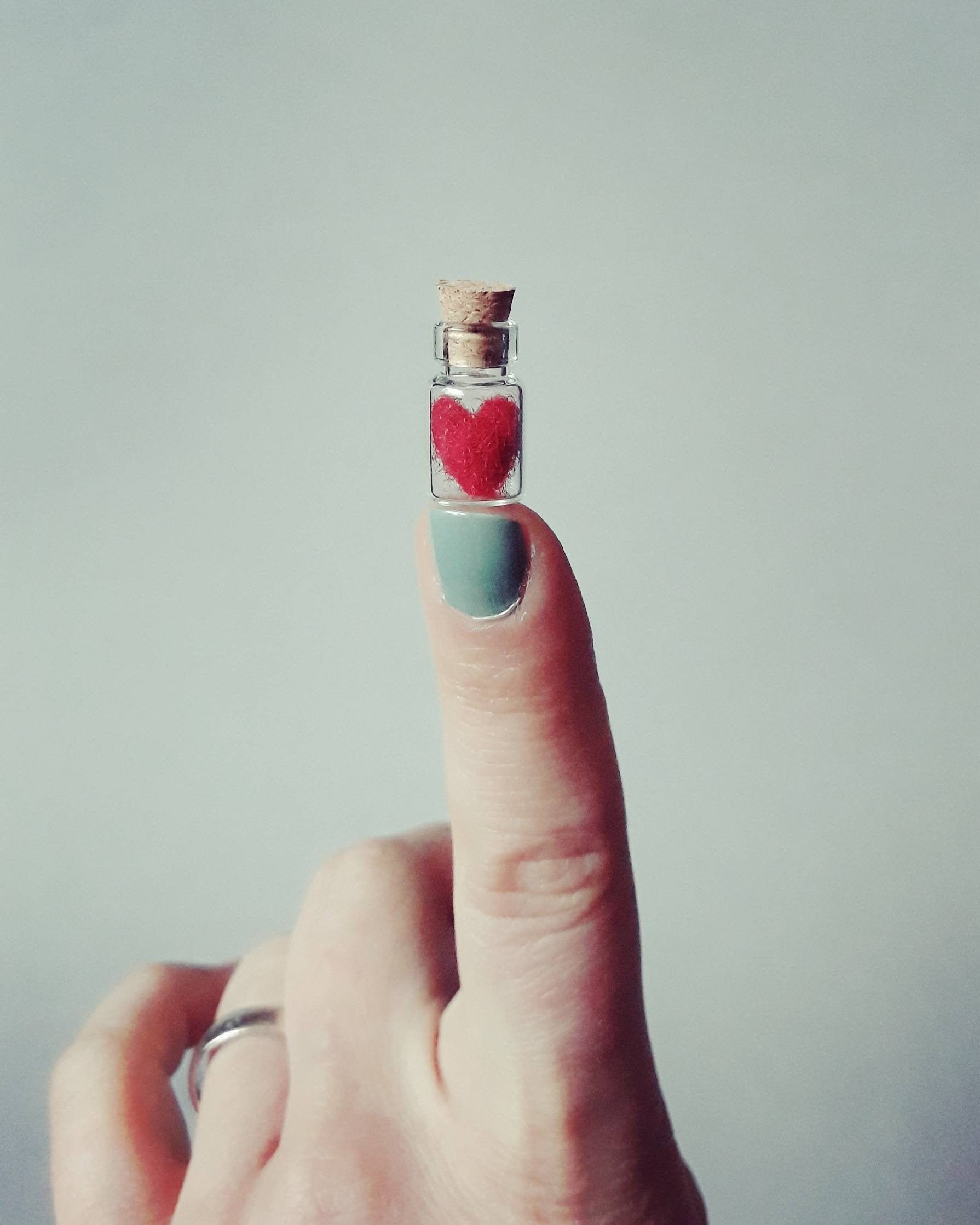 Mini Cute Needle Felted Heart in a Glass Jar - Etsy