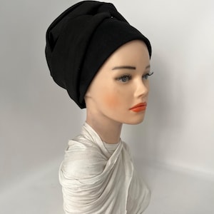 Stylish Adjustable Black Turban - Pre-tied Casual Scarf Gift for Her ...