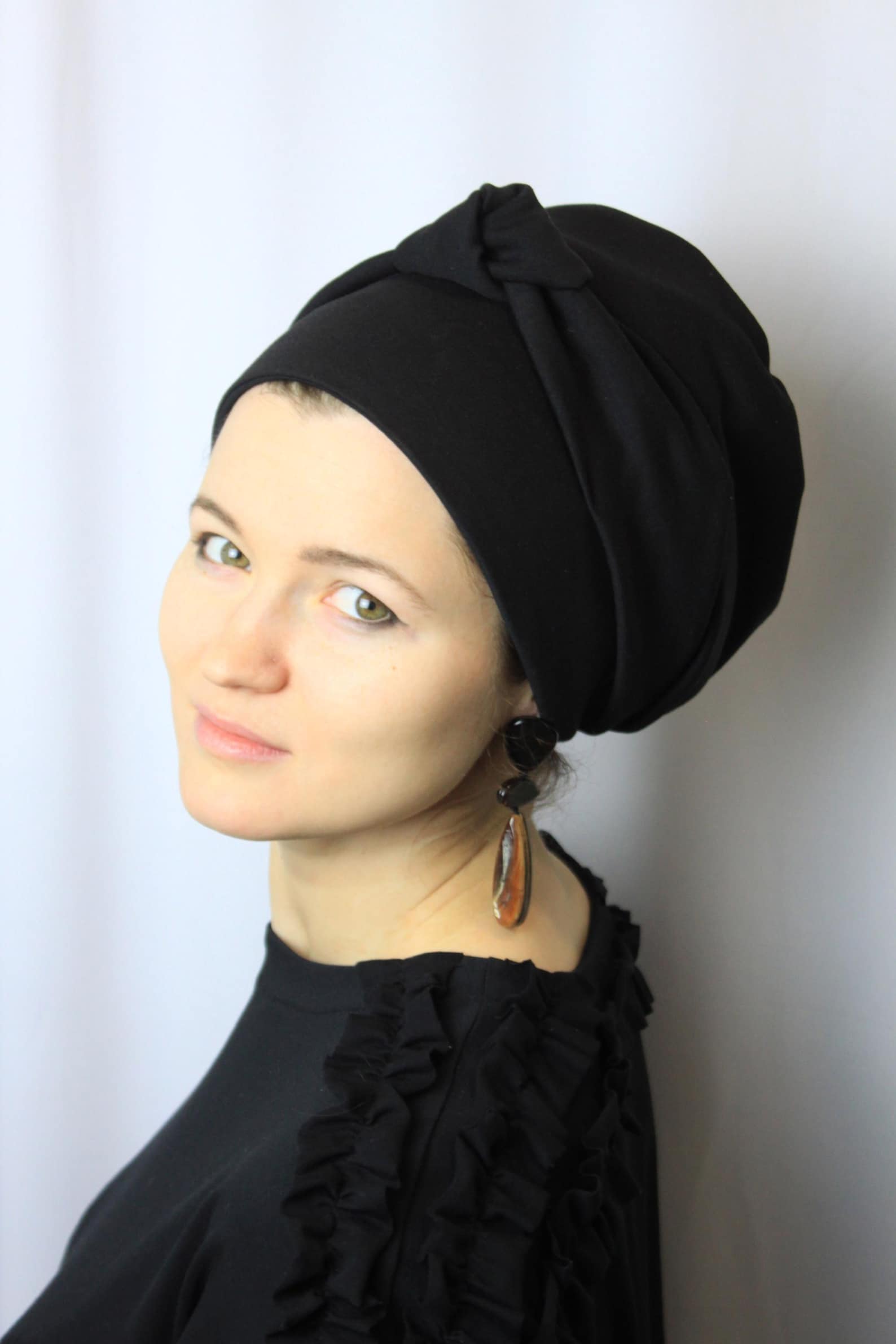 Stylish Adjustable Black Turban - Pre-tied Casual Scarf Gift for Her ...