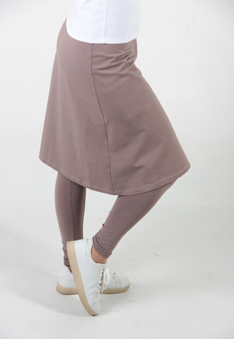 Lightweight Natural Fabric Tennis Leggings With Skirt for Women, Modest ...