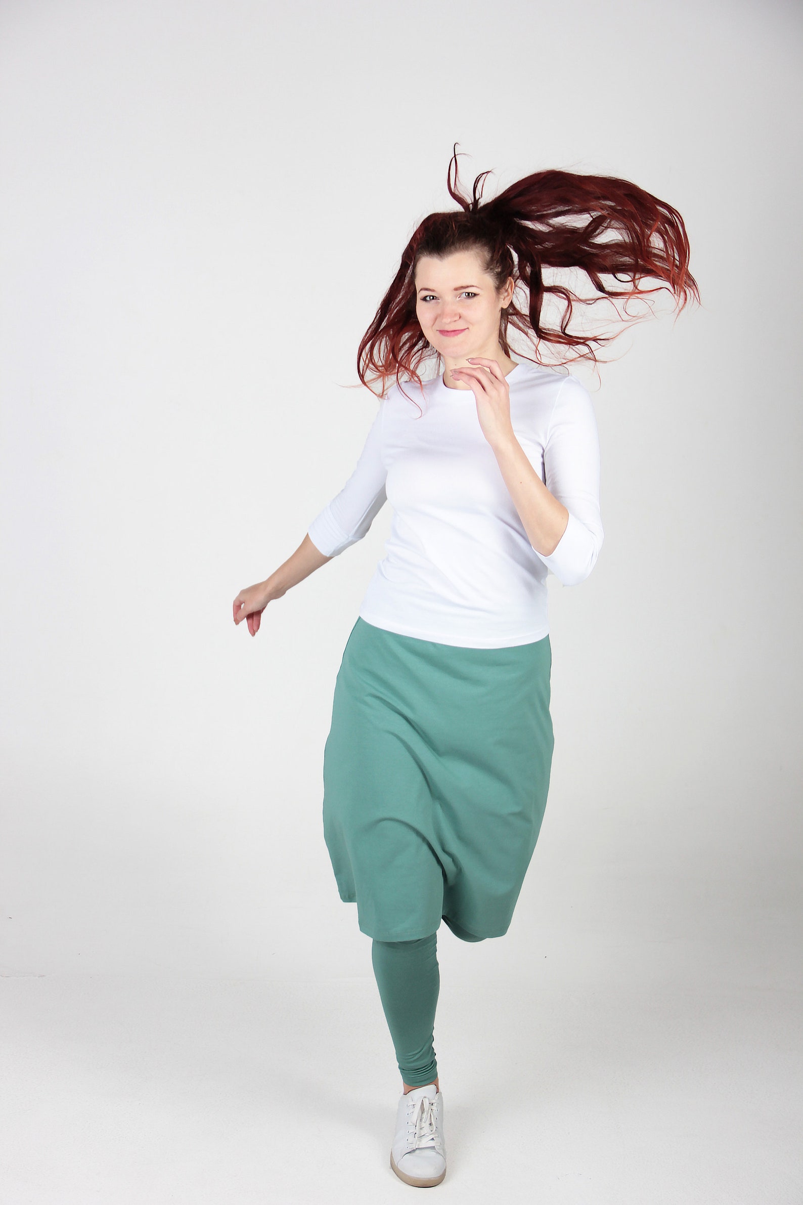 Yoga Olive Leggings W Skirt for Women, Modest Activewear Leggings and ...