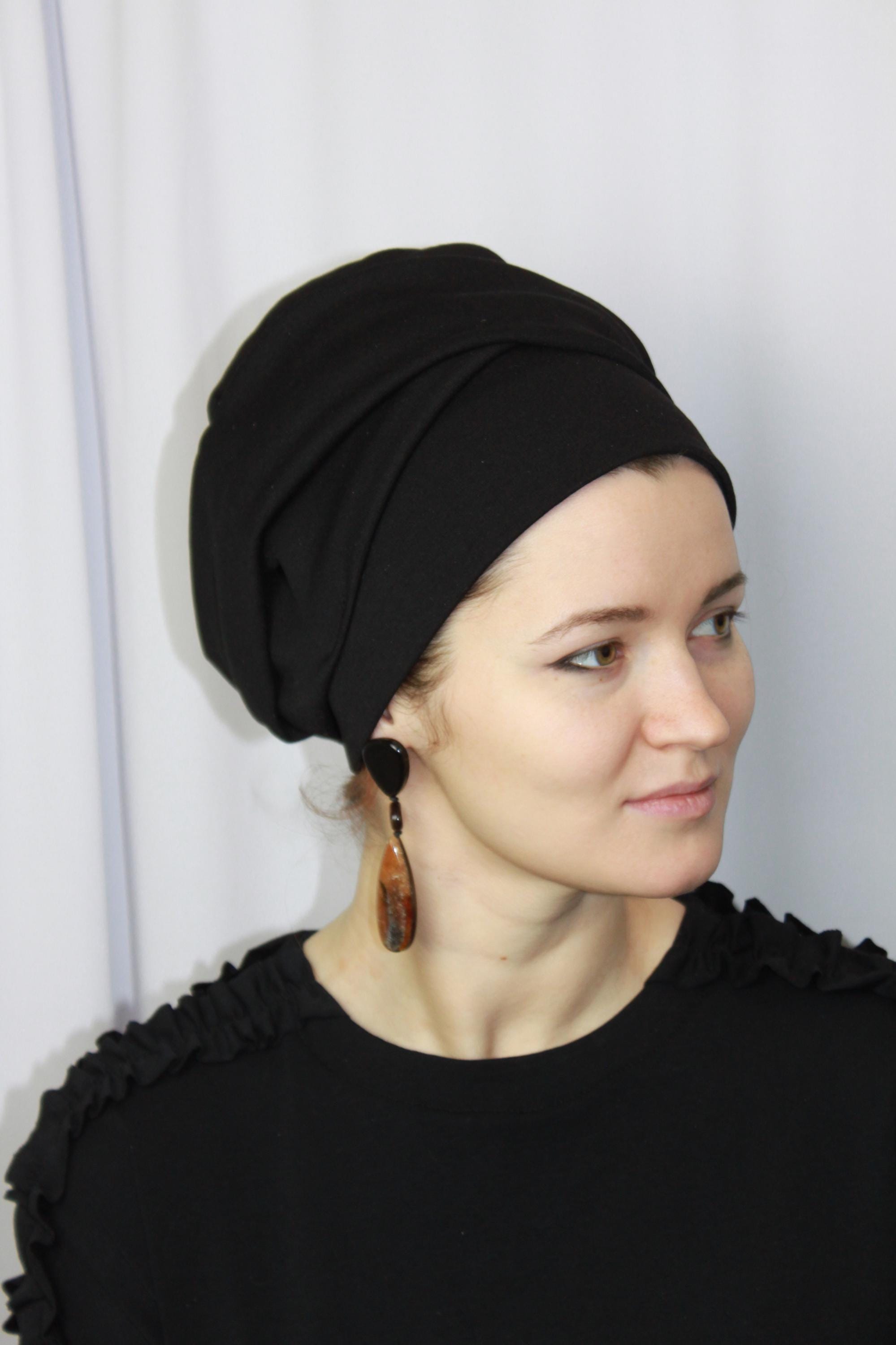 Stylish Adjustable Black Turban - Pre-tied Casual Scarf Gift for Her ...