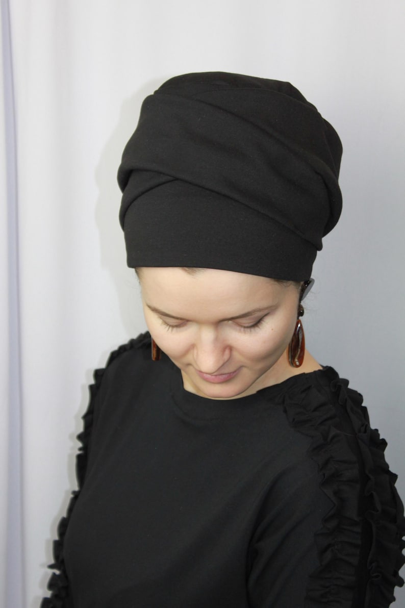 Stylish Adjustable Black Turban - Pre-tied Casual Scarf Gift for Her ...