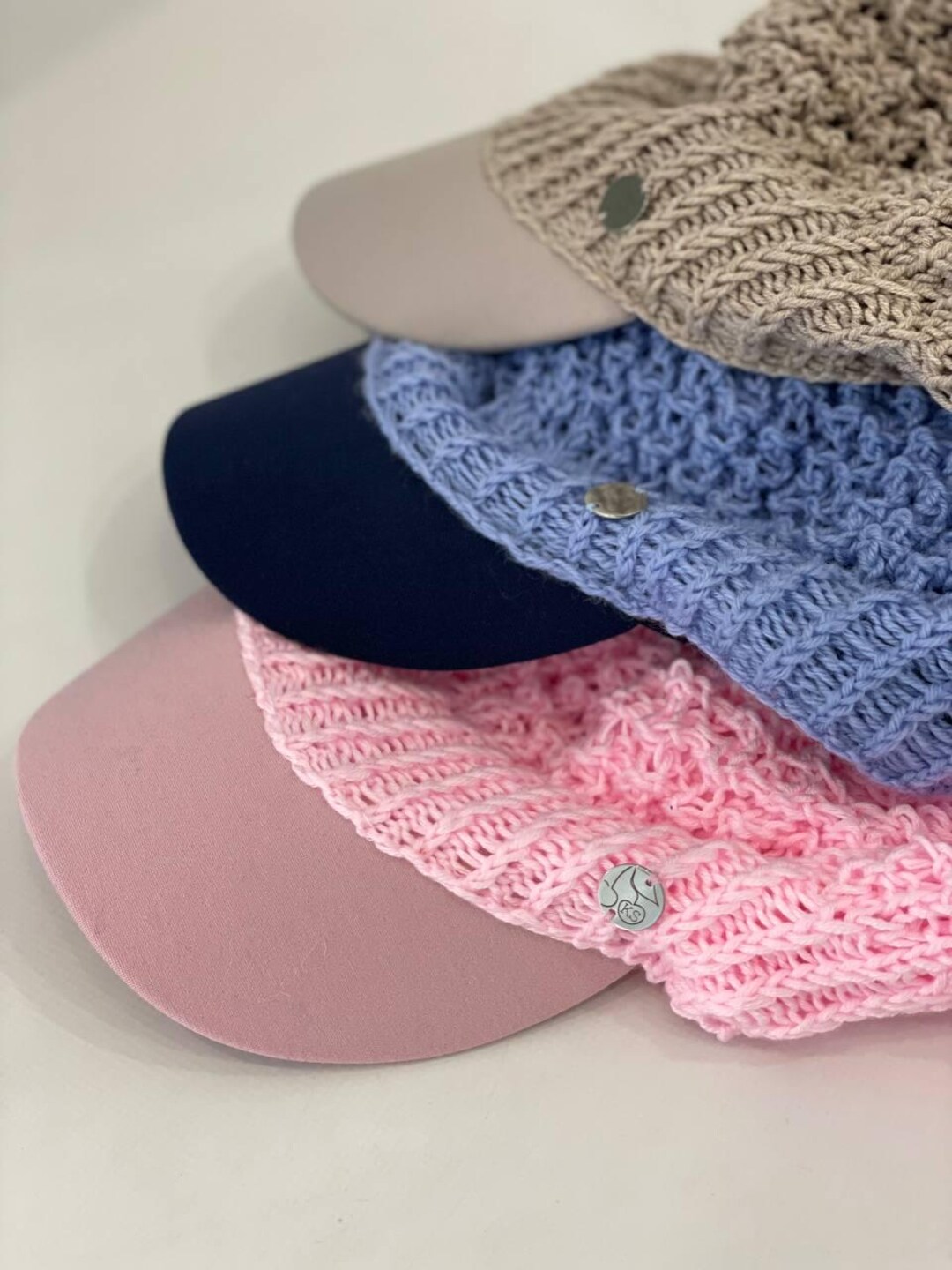 Knitted Spring Beret With Visor for Women. Handmade Stylish Beret Hat ...