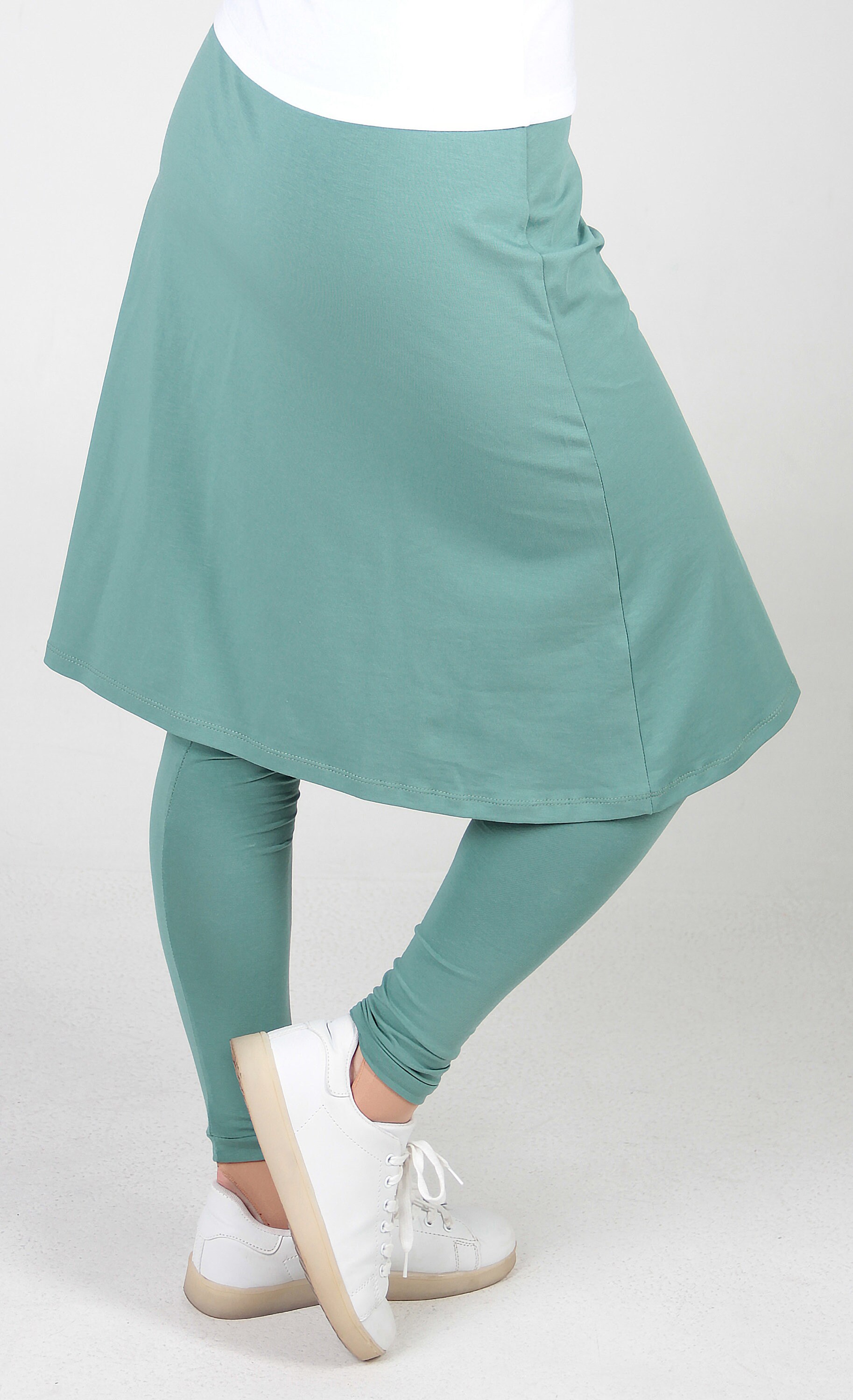 Yoga Olive Leggings W Skirt for Women, Modest Activewear Leggings and ...