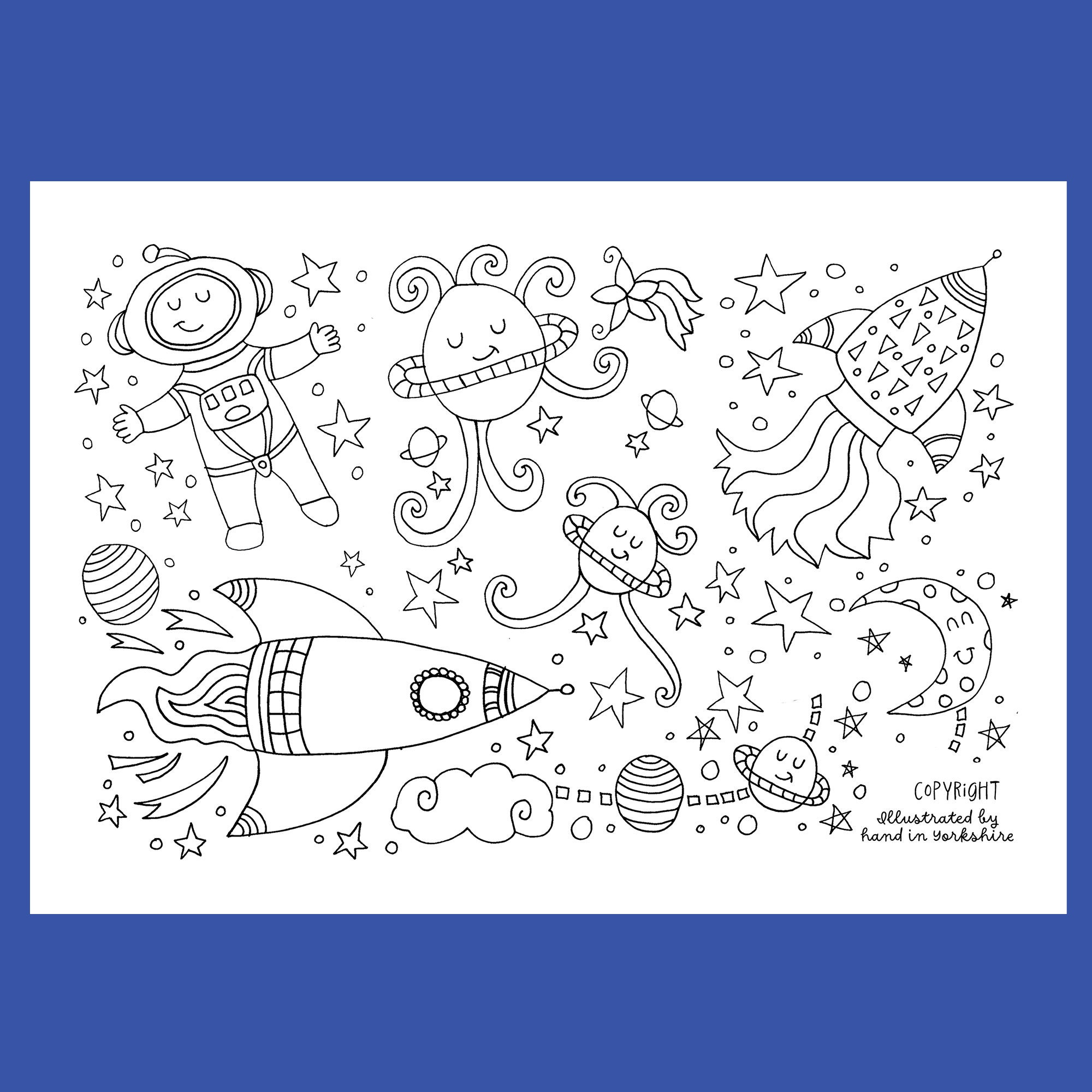 Printable Space Colouring Sheet, Kids Party Placemat, Colour in ...