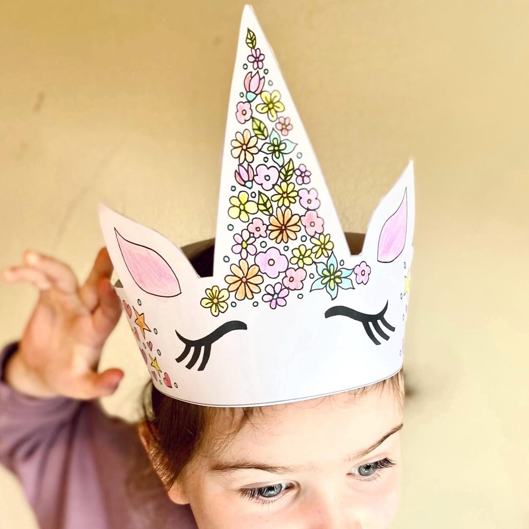 Printable Unicorn Crown, Kids Colouring Activity, Party Activities ...