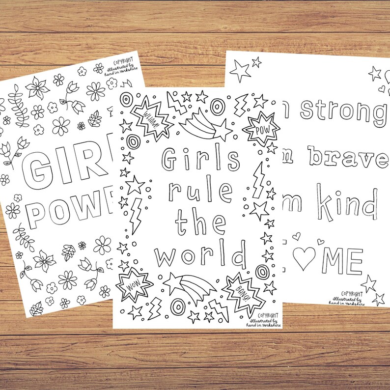 Girl Power Printable Colouring Sheets, 3 X Colour in Pages, Girls Rule ...