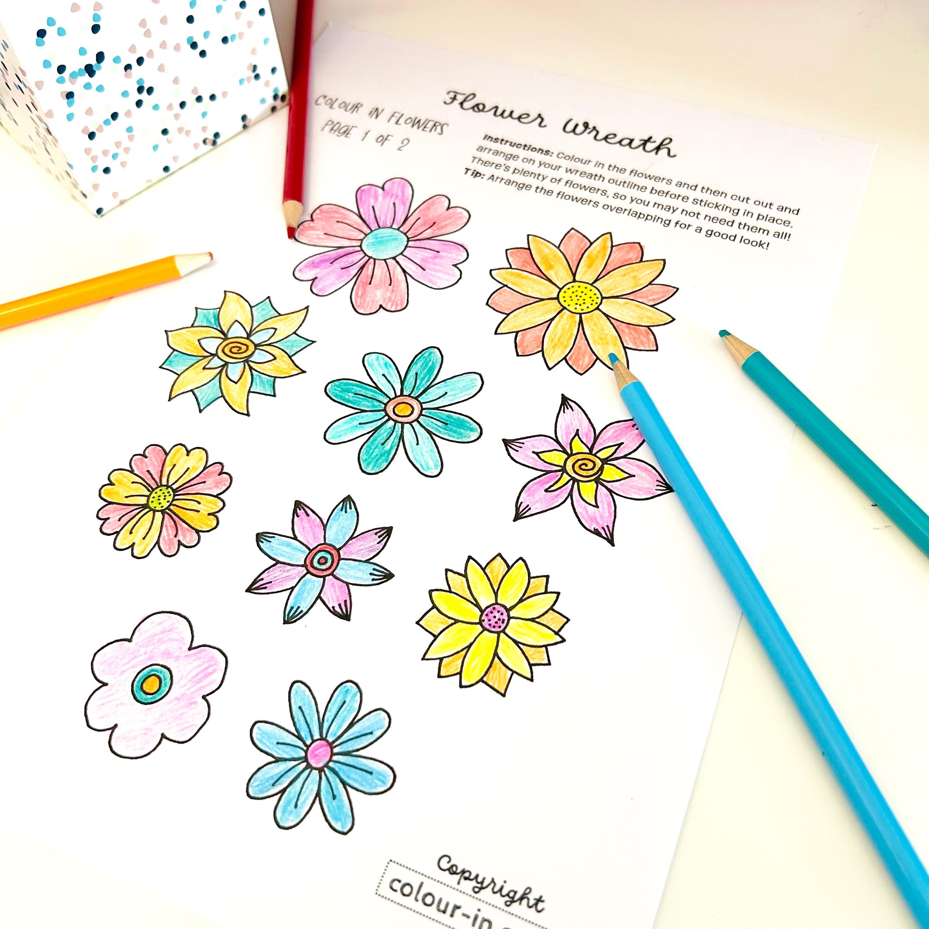 Printable Make Your Own Flower Wreath, Kids Crafts, Colour in Flower ...