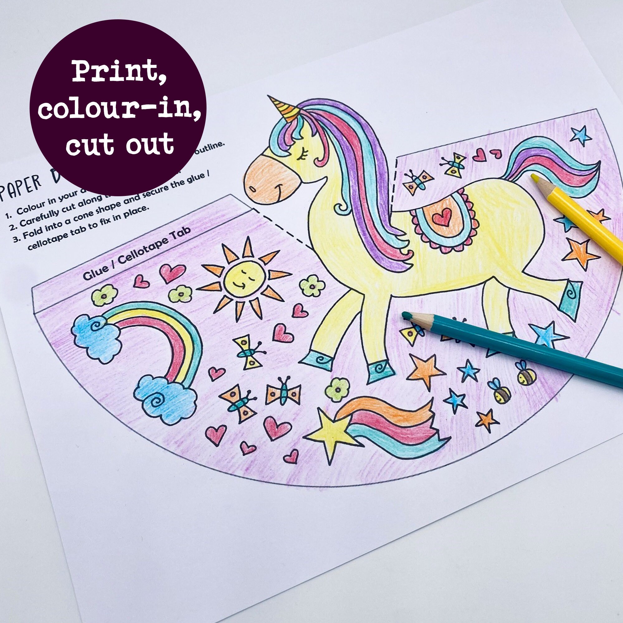 Unicorn Paper Doll, Printable Craft Activity, Colour in Paper Craft ...