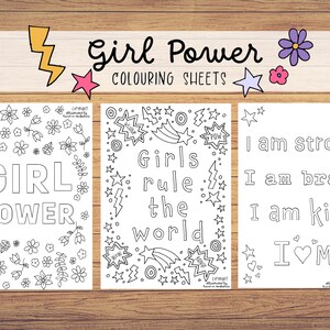 Girl Power Printable Colouring Sheets, 3 X Colour in Pages, Girls Rule ...