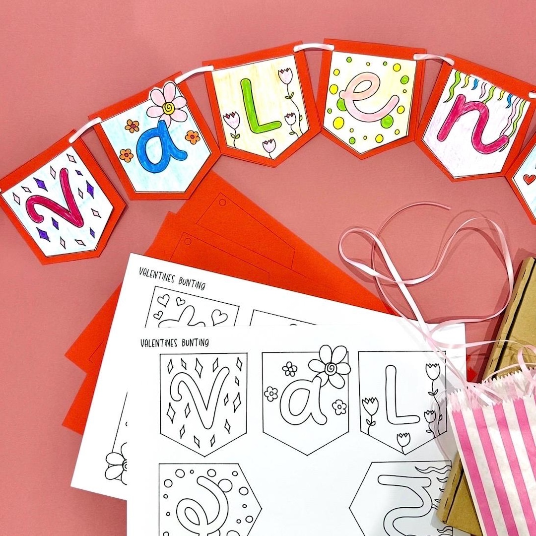 Valentines Bunting, Make Your Own Valentines Bunting, Printable ...