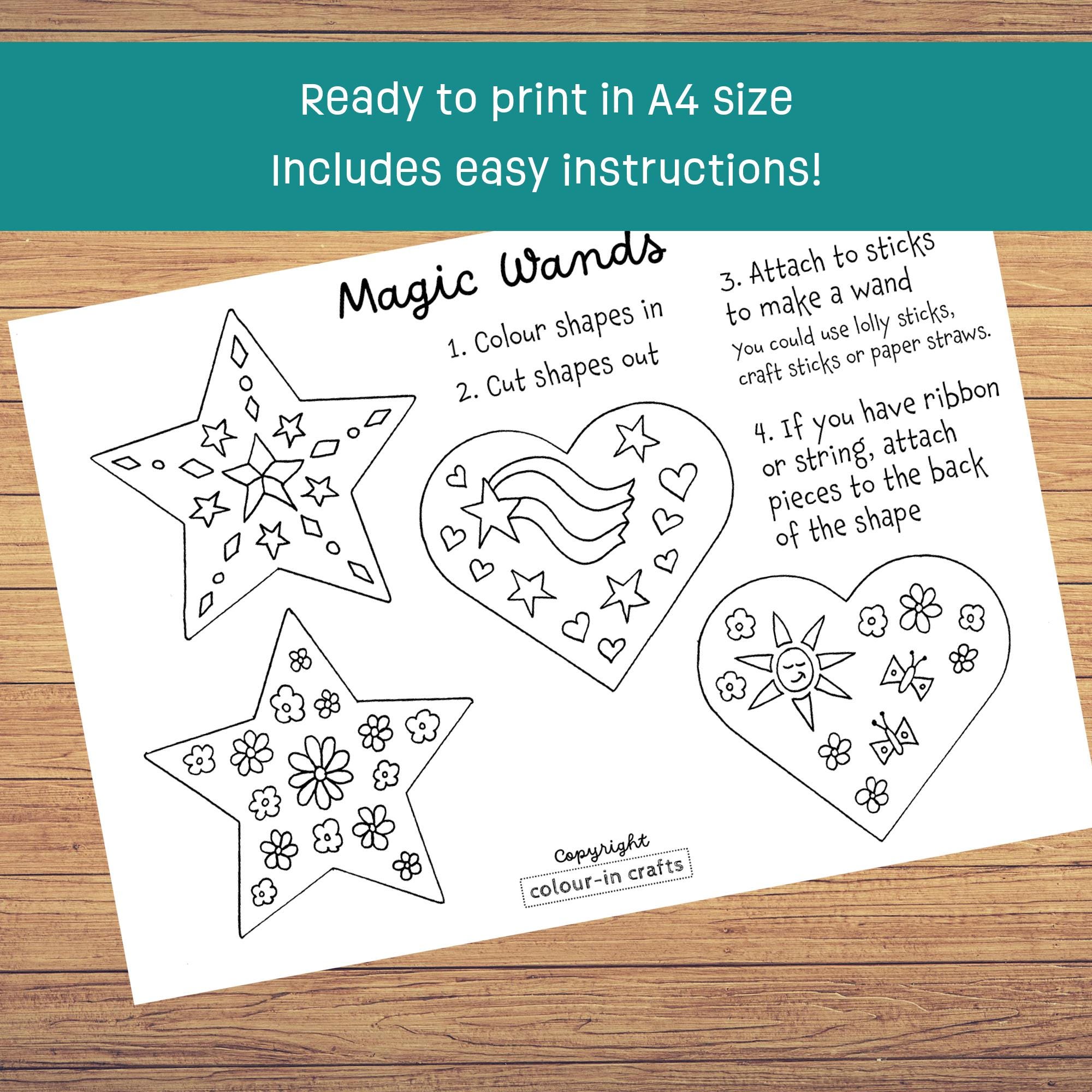 Printable Colour in Wands, Make Your Own Wand, Printable Kids Crafts ...