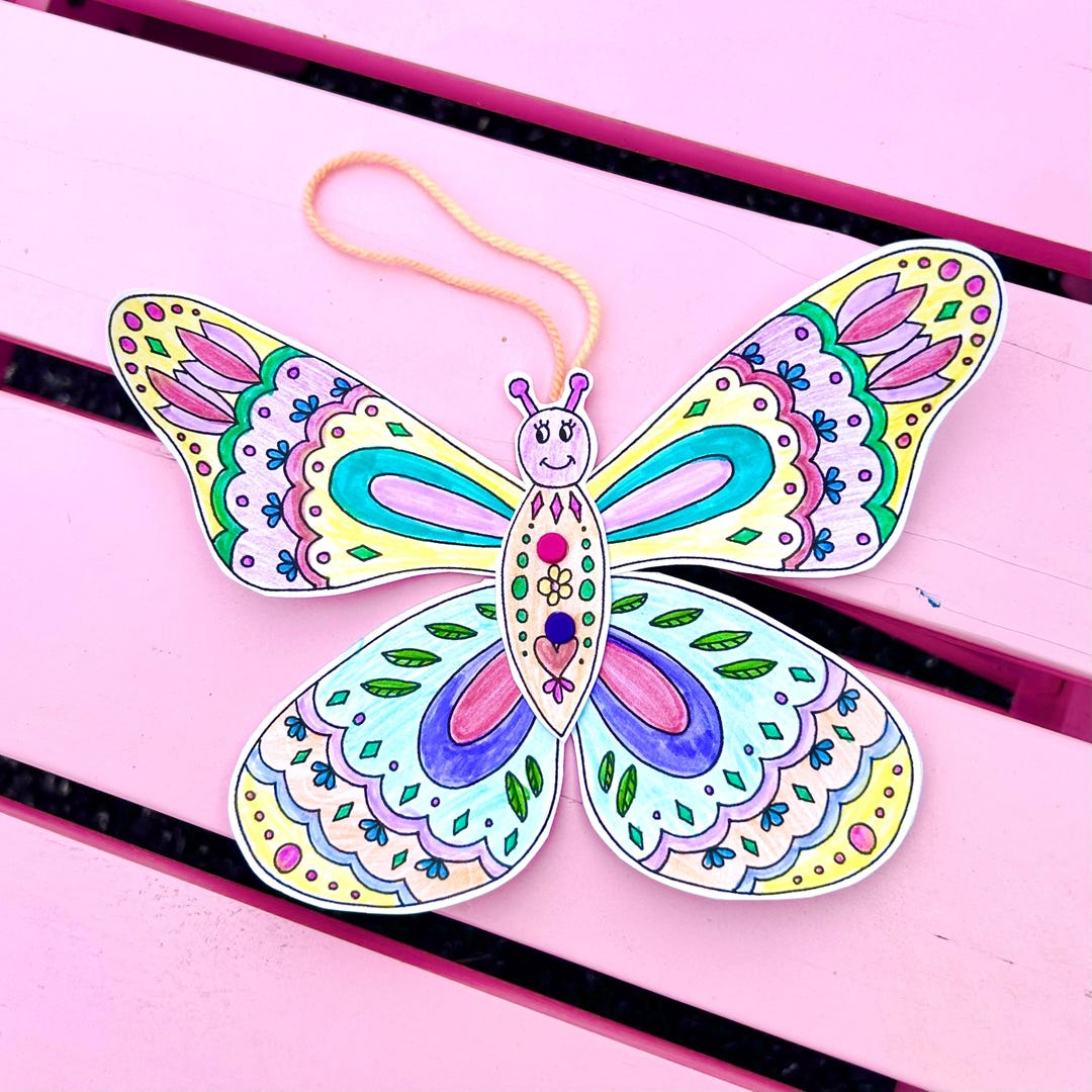 Printable Butterfly, Flapping Butterfly, Split Pin Craft, Colour in ...