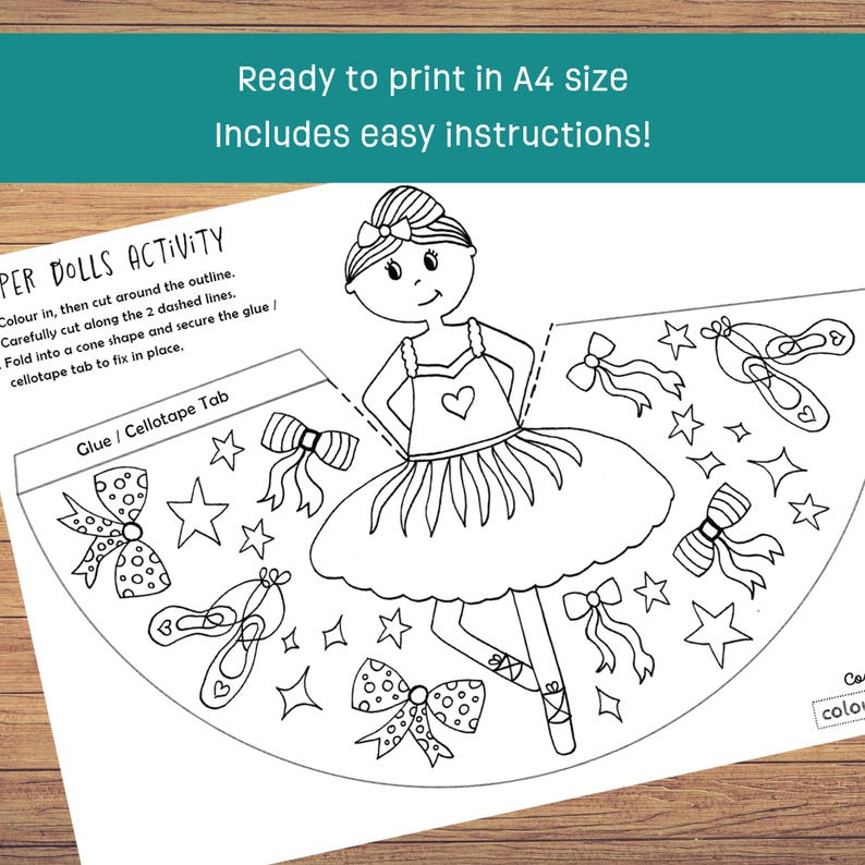 2 X Printable Ballerina Paper Dolls Craft Activity, Paper Craft, Ballet ...