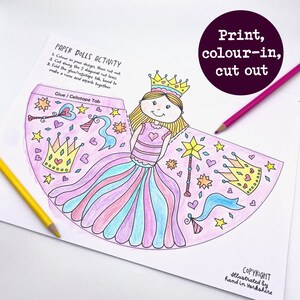 Printable Princess Paper Doll Craft Activity, Paper Craft Kit, Make ...