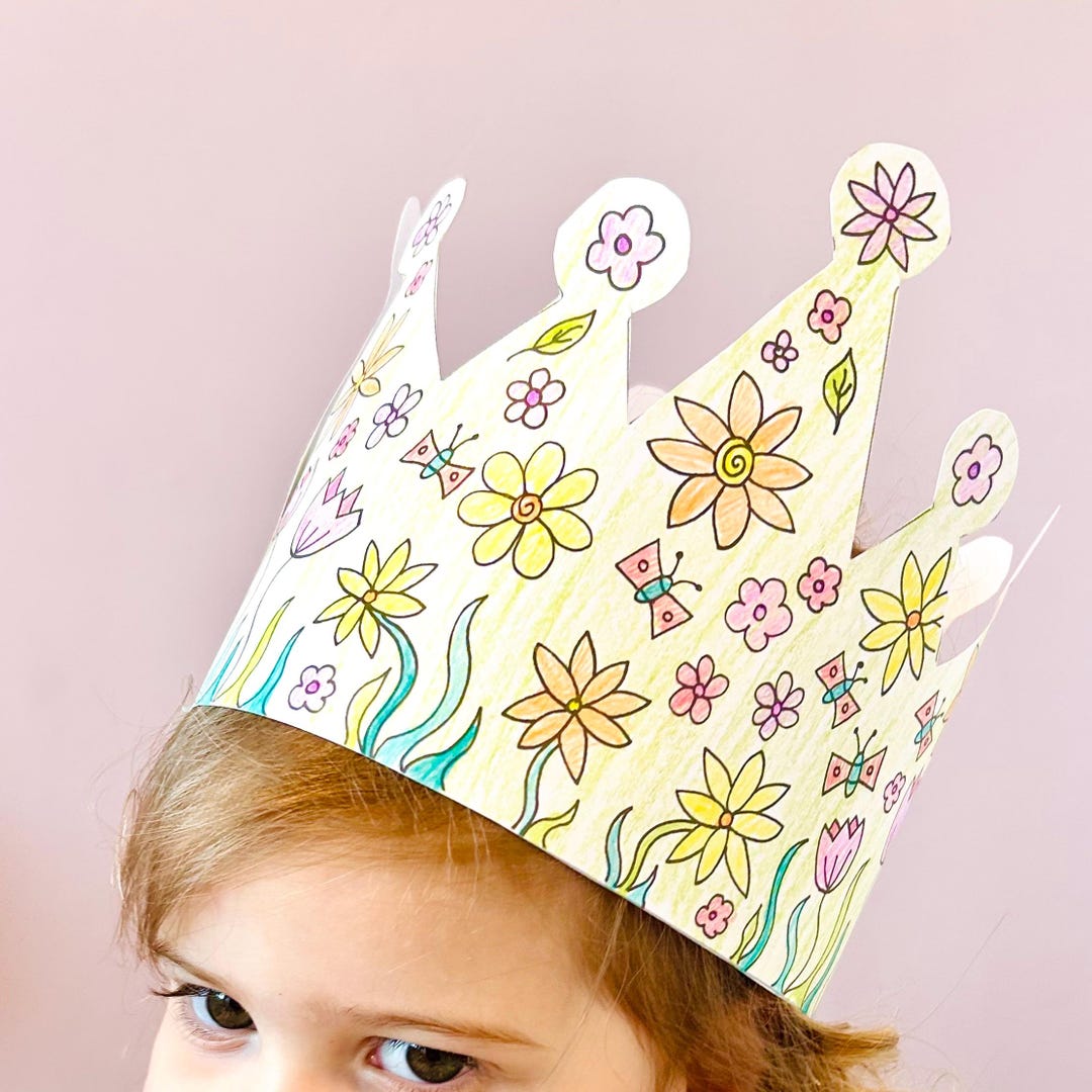 Printable Colour in Flower Crown, Spring Craft Activity, Printable ...