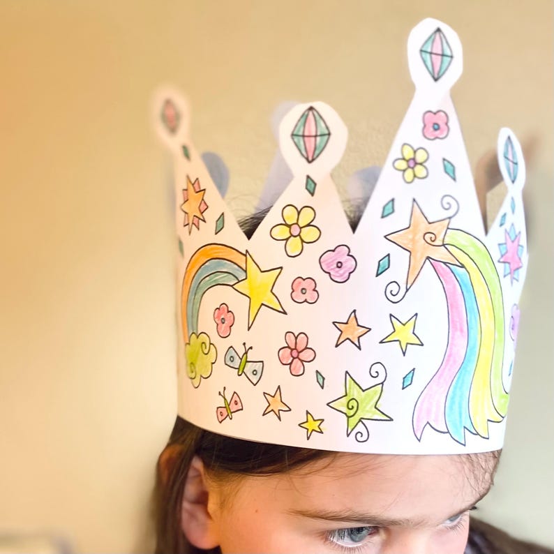 Corona de princesa imprimible para colorear, actividad para fiestas ...