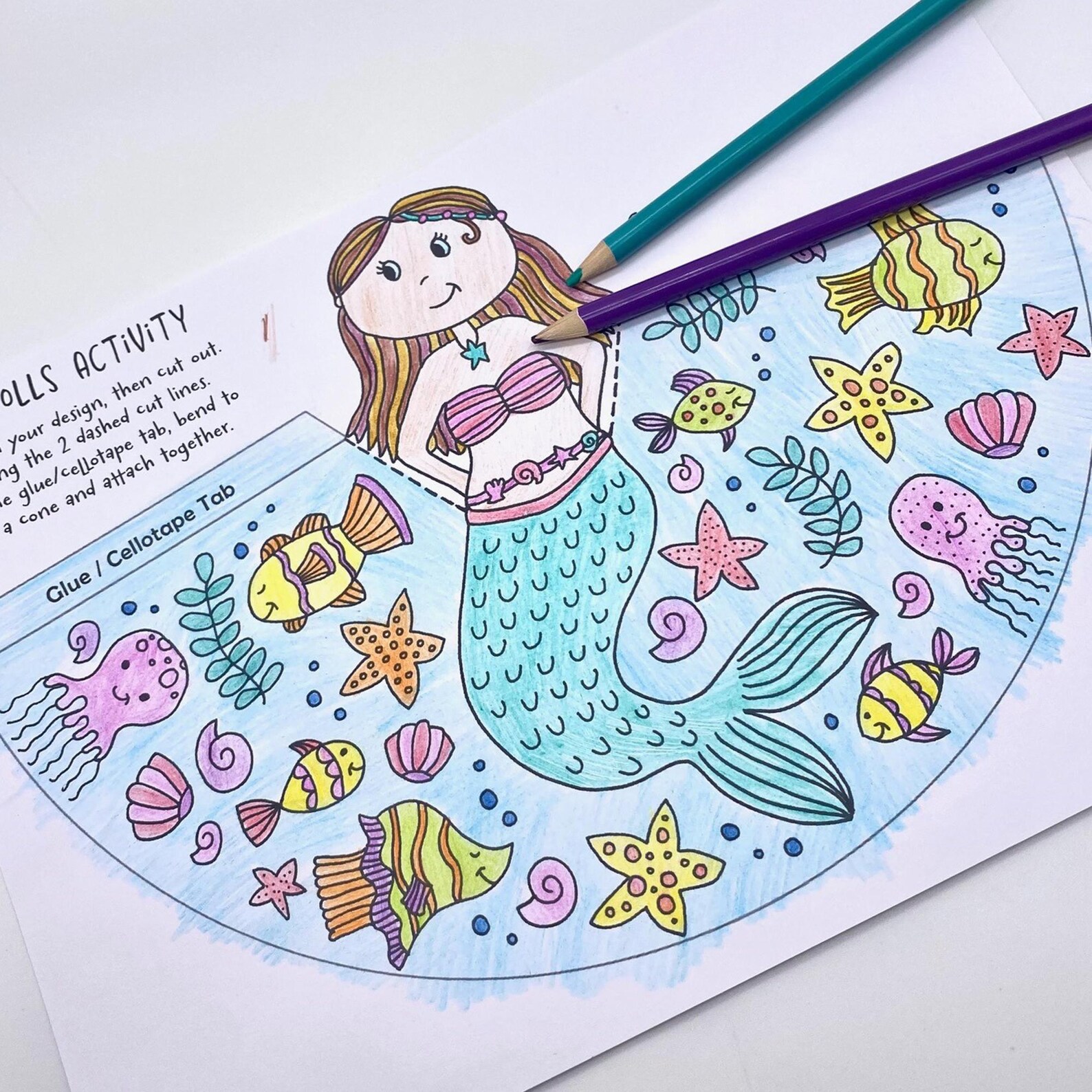 Printable Mermaid Paper Doll Craft, (instant Download) Print at Home ...