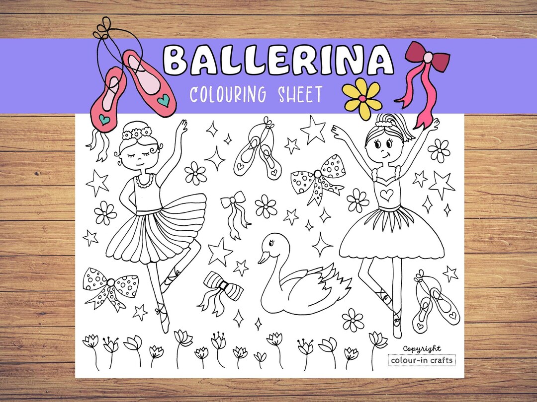 Printable Ballerina Colouring Sheet, Ballet Colour in Page Kids Party ...