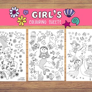 Printable Colouring Sheets, 3 X Colour in Pages, Girls Colouring ...