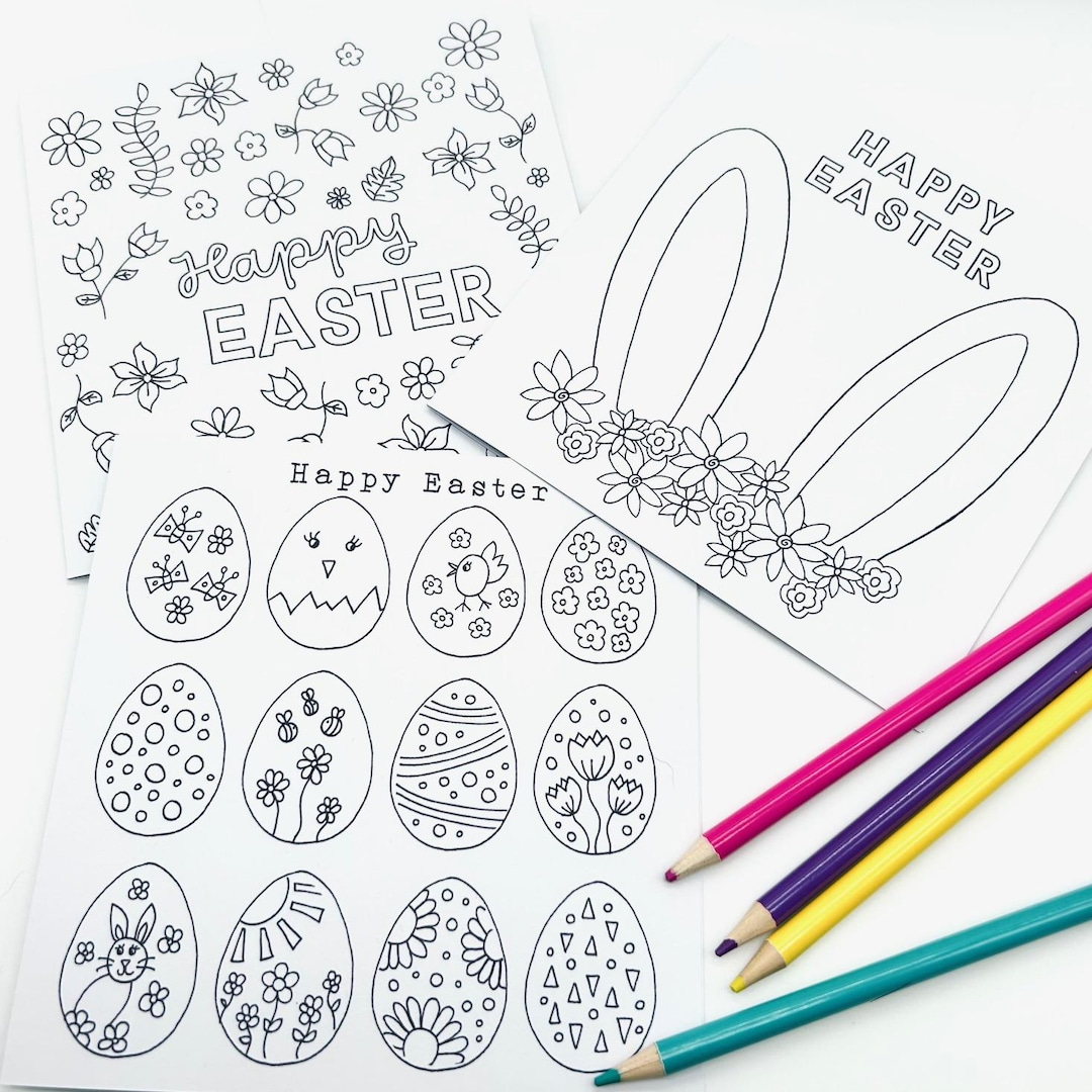 3 X Colour in Easter Cards, Make Your Own Easter Card, Kids Easter ...