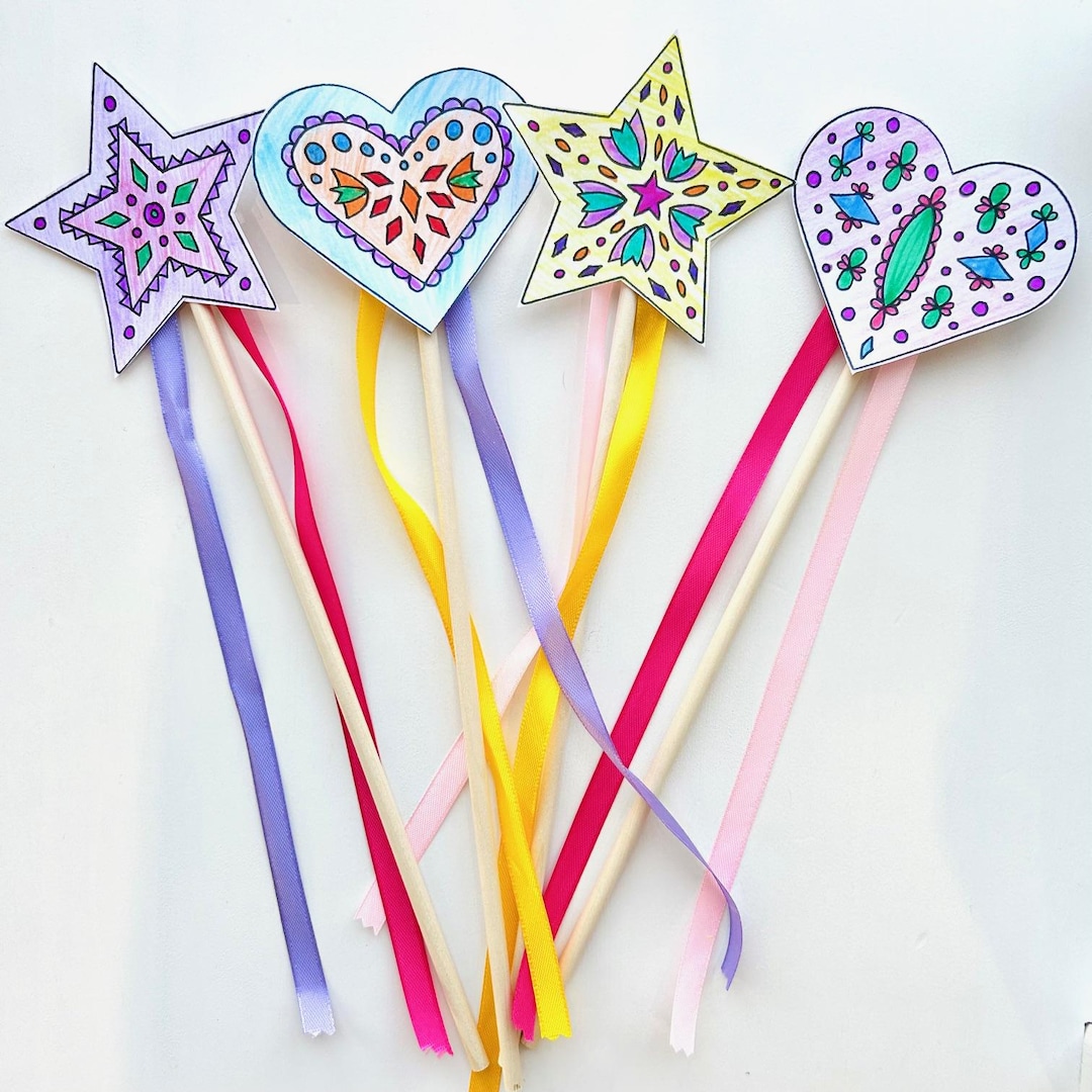 Printable Princess Wand Craft Activity, Party Printable, Colouring Page ...