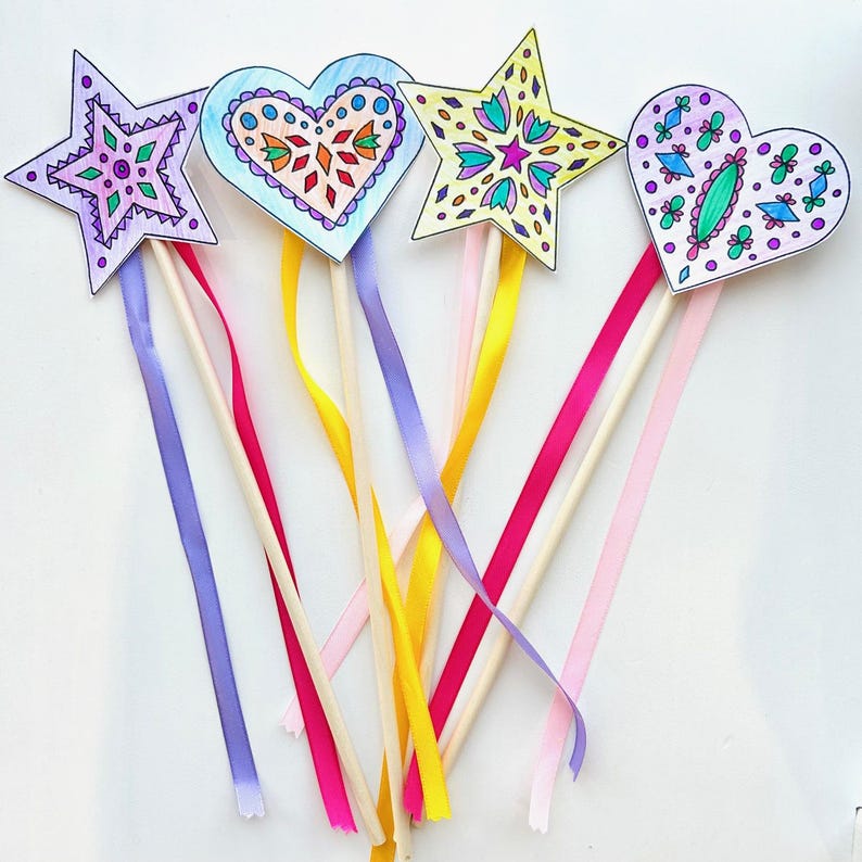 Printable Princess Wand Craft Activity, Party Printable, Colouring Page ...