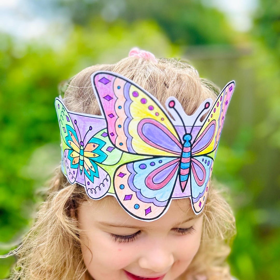 Printable Colour in Butterfly Crown, Make Your Own Crown, Printable ...