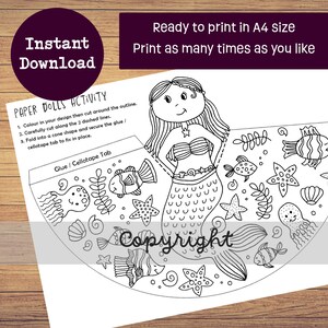 Printable Mermaid Paper Doll Craft Activity, Paper Craft Kit, Make Your ...