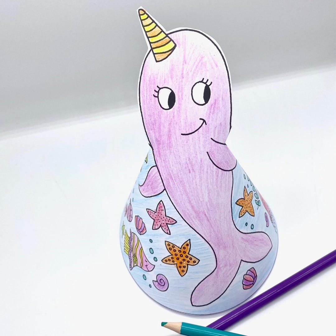 Narwhal Paper Doll, Printable Craft Activity, Colour in Paper Craft ...