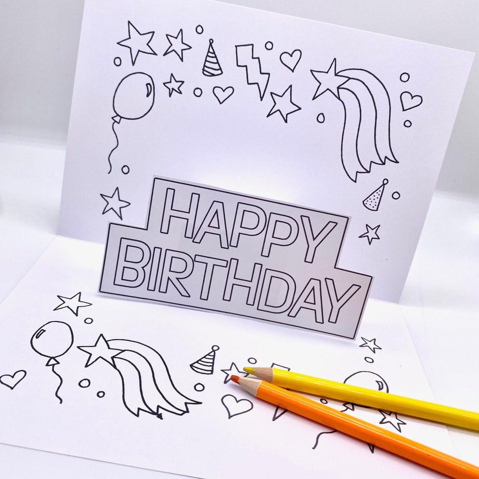 Happy Birthday Colour in Pop up Card, Printable Craft Activity ...