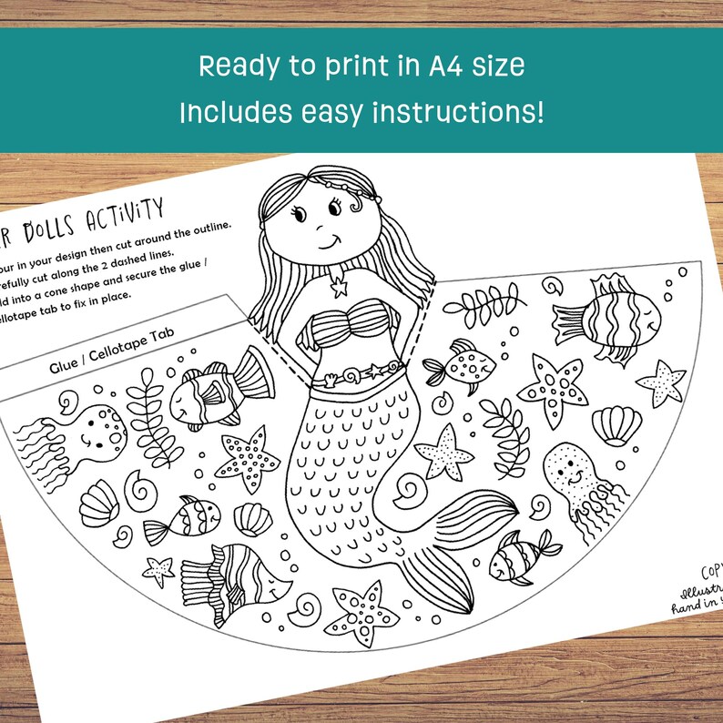 Printable Mermaid Paper Doll Craft, (instant Download) Print at Home ...