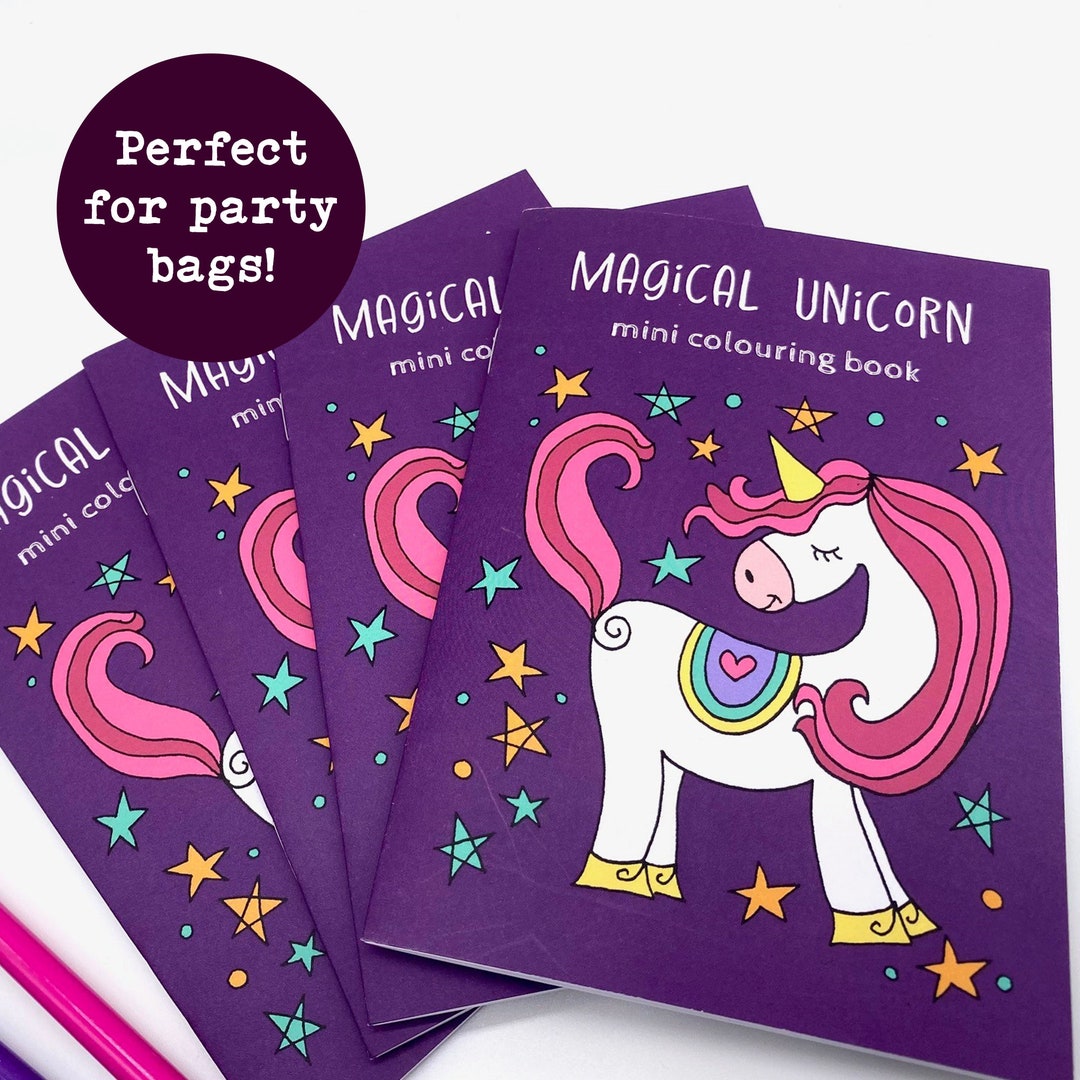 Unicorn Mini Colouring Book, Party Bag Fillers, Colour in Activity ...