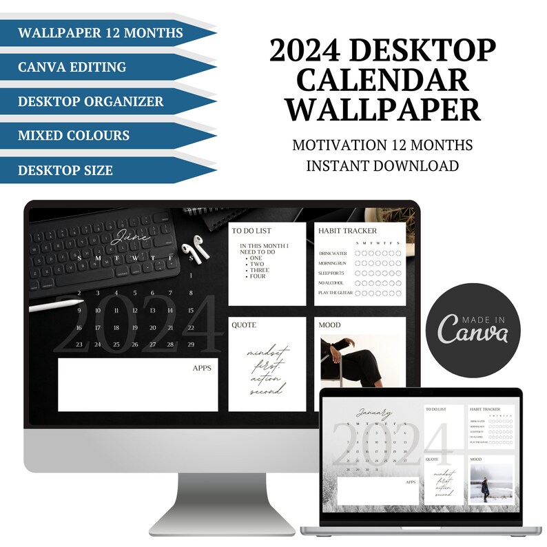 2024 Desktop Organizer Wallpaper, Digital Desktop Organizer, Desktop ...